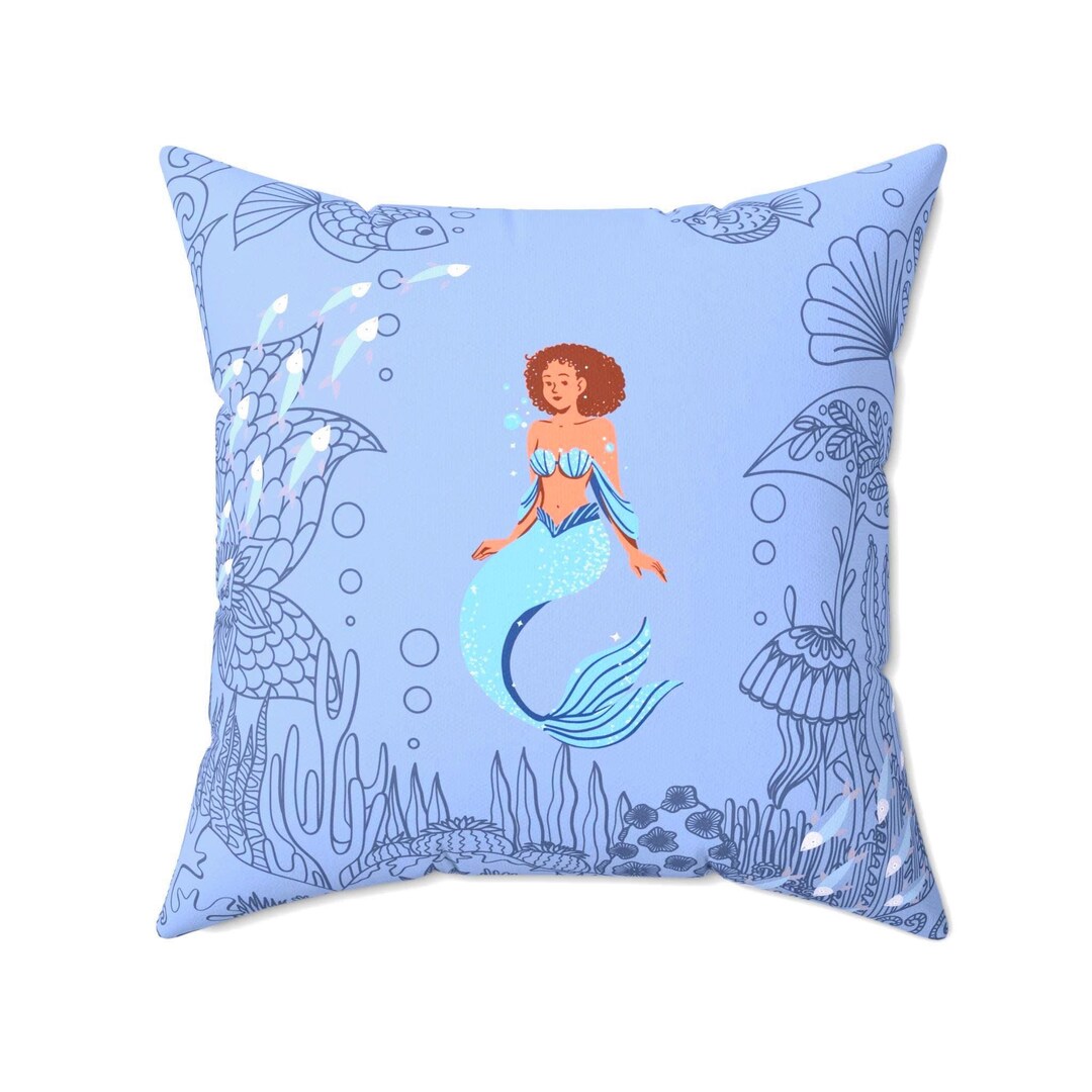 Mermaid Throw Pillow Mermaid Sofa Accent Pillow Mermaid Ocean World ...