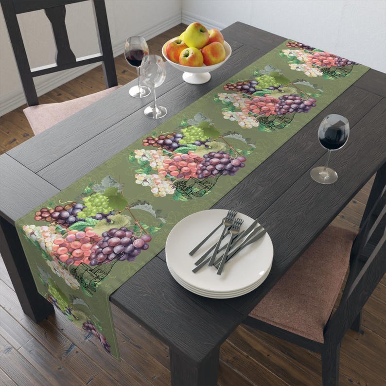 Grape Table Runner Vineyard Grape Table Topper Mediterrenean Party ...