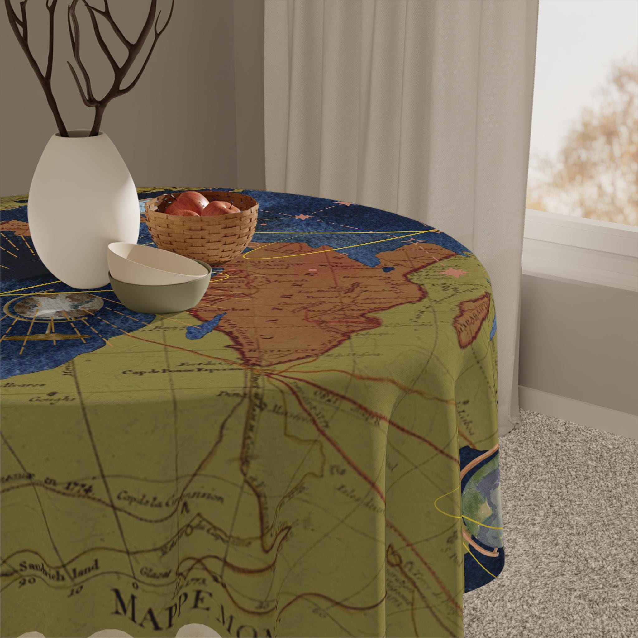 World Map Tablecloth Map Green Table Cloth With Solar Axis Globe ...