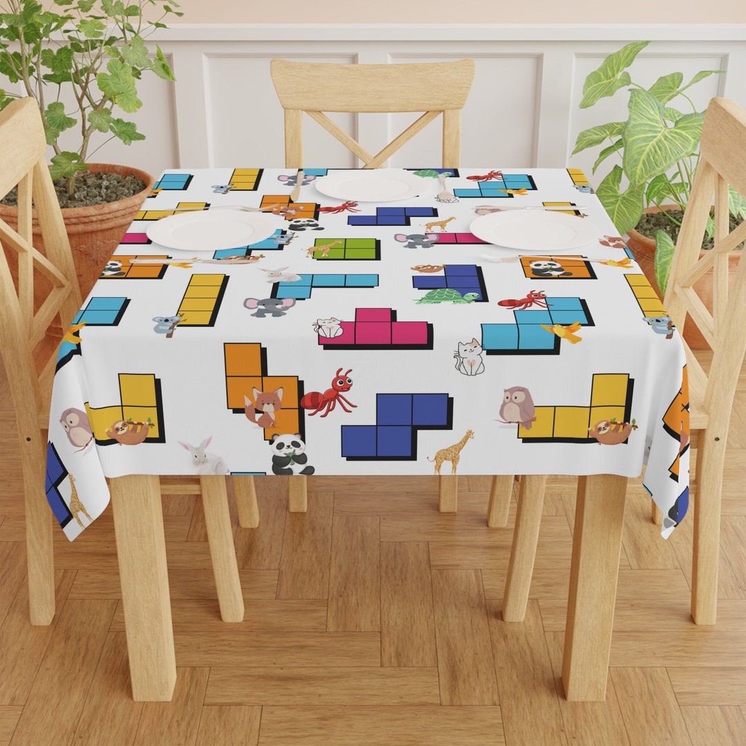 Animal Print White Tablecloth Animal Pattern Table Cloth Animal Theme ...