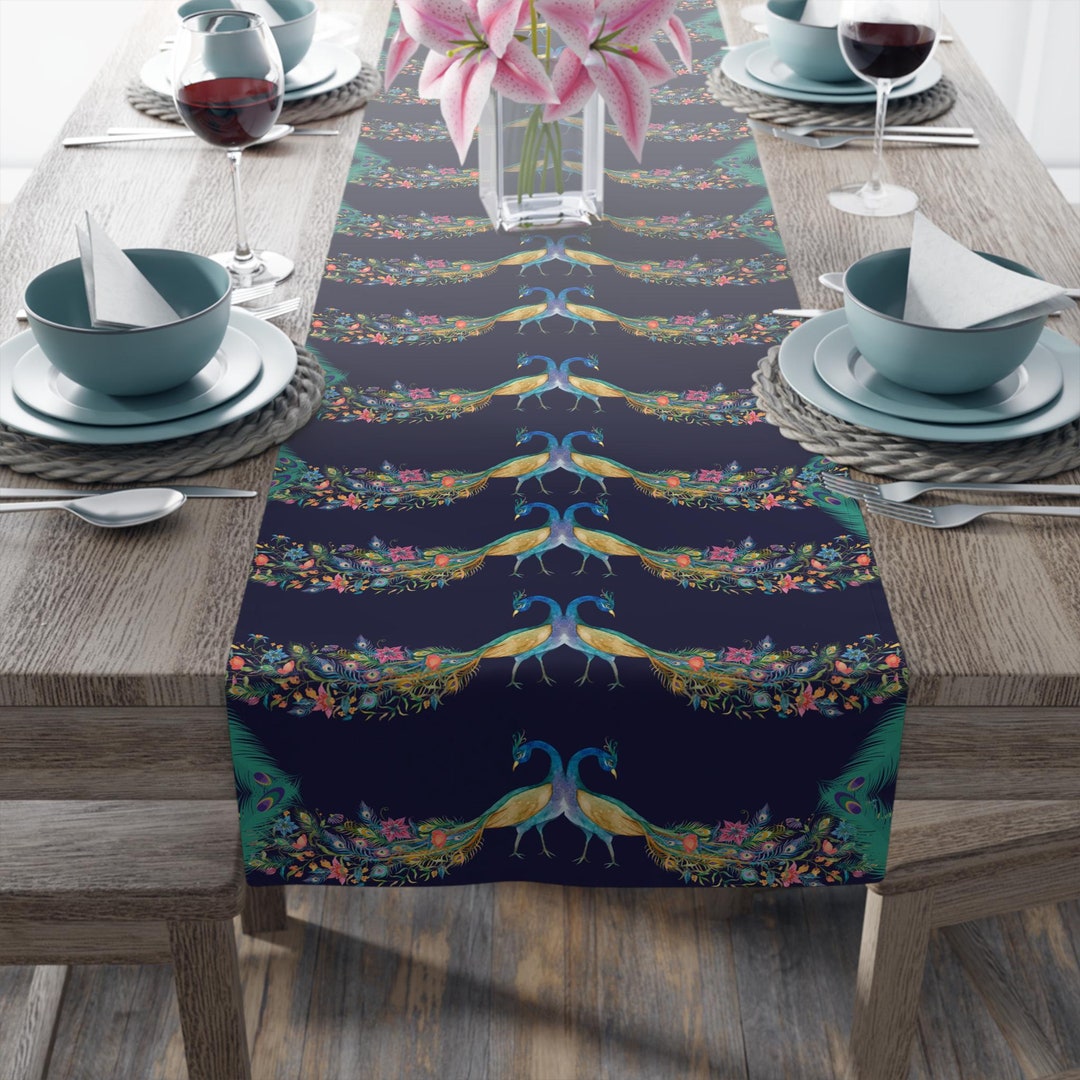 Peacock Table Runner Peacock Table Decor Peacock Theme Home Decoration ...