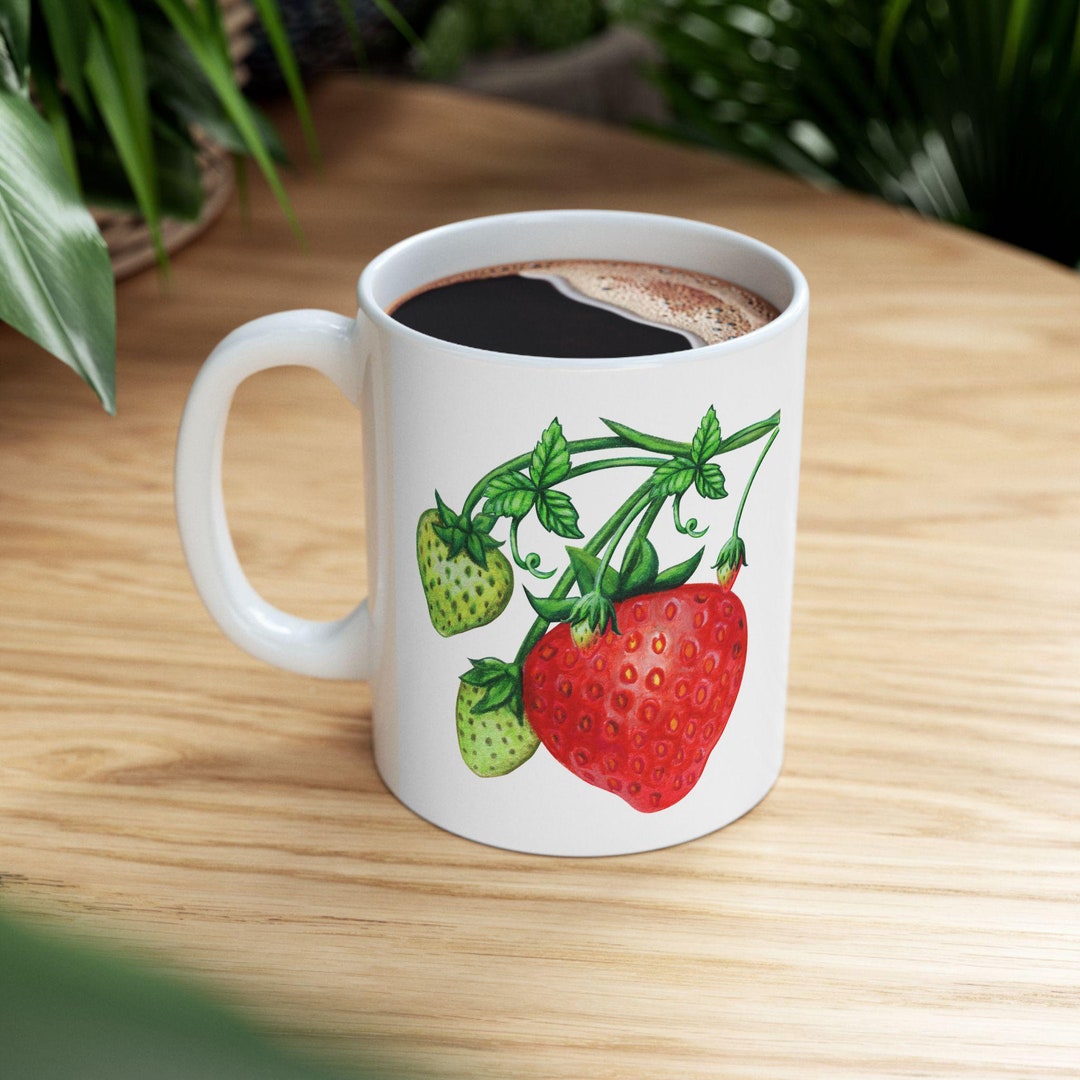Strawberry Ceramic Mug Strawberry Coffee Mug Strawberry Print Mug ...