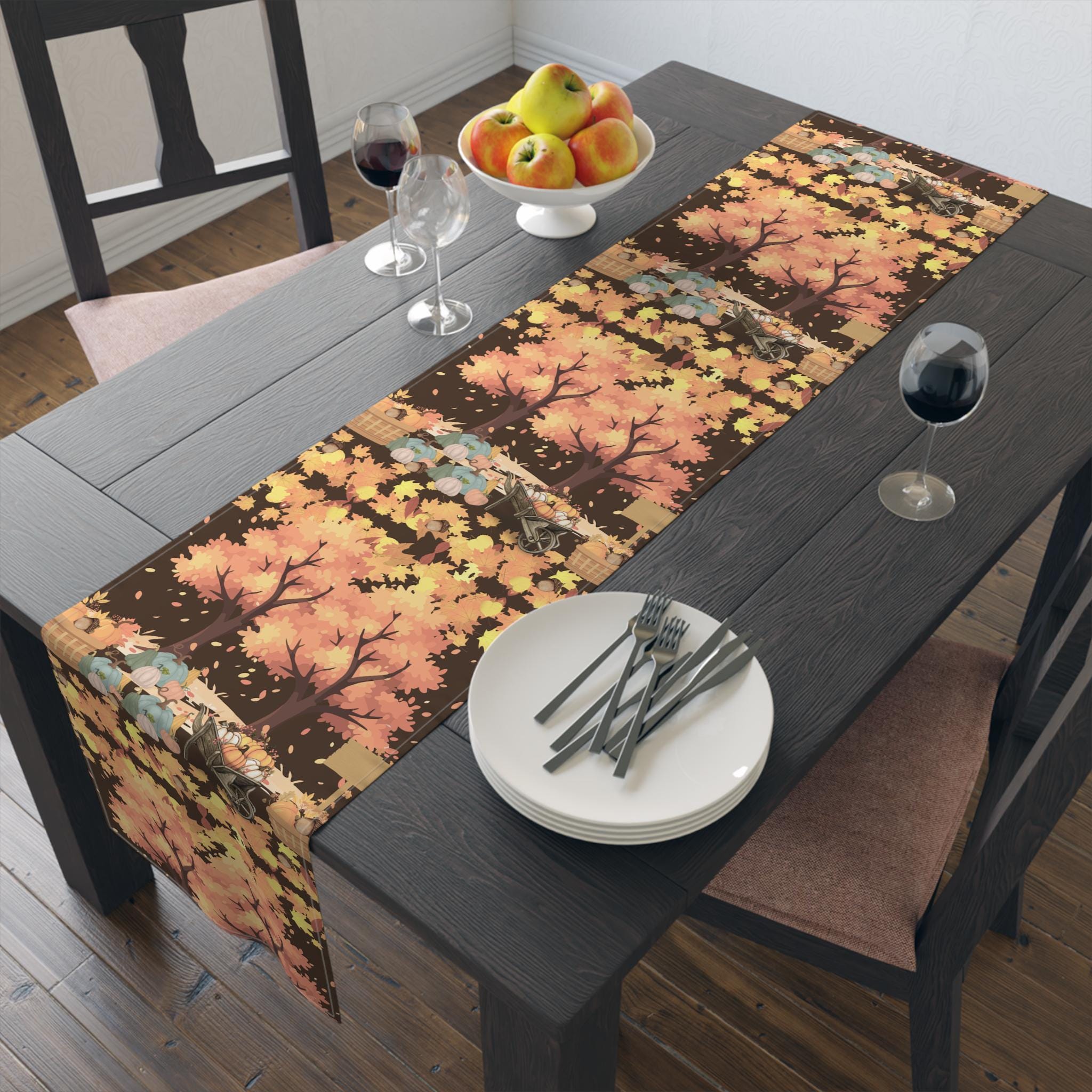Autumn Table Runner Pumpkin Harvest Table Runner Fall Table Linen Fall ...
