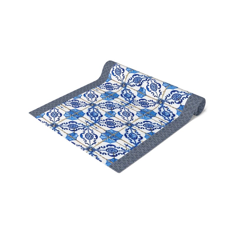Portuguese Blue Tiled Table Runner Meditterenean Runner Traditional ...