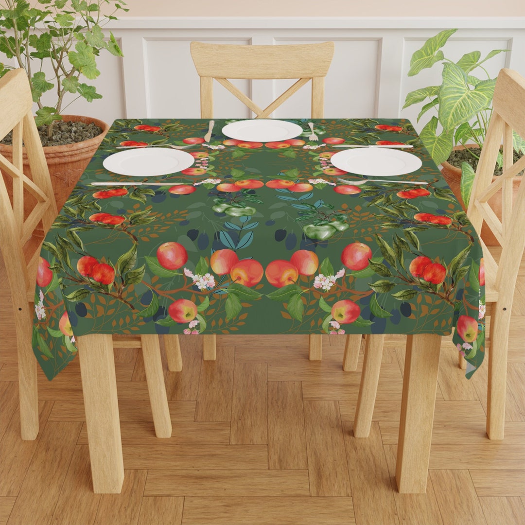 Apple Tablecloth Sage Green Apple Table Cloth Apple Fruit Theme Table ...