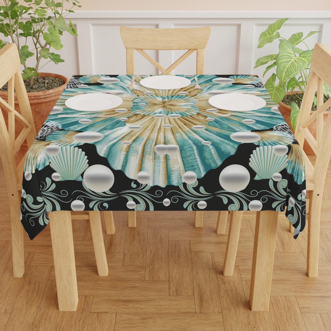 Pearl Tablecloth Ocean Pearl Table Cloth Seashell Table Linen Seashell ...