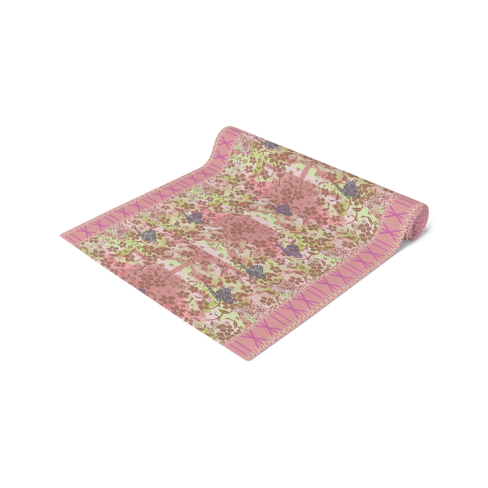 Coquette Lace Pattern Floral Table Runner Pink Coquette Aesthetic Table ...