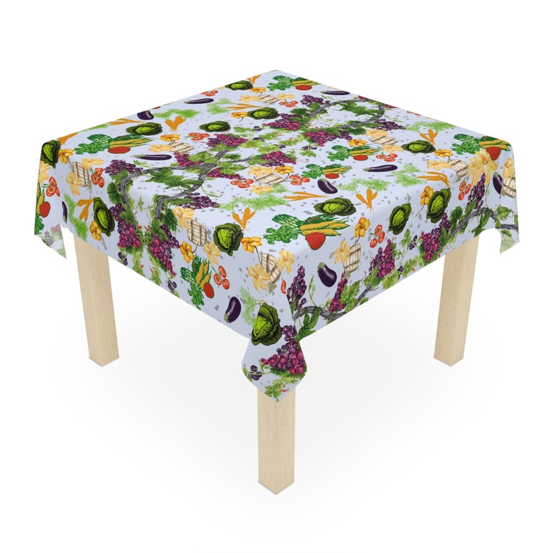 Vegetable Tablecloth Blue Potager Table Cloth Vegetable Theme Table ...