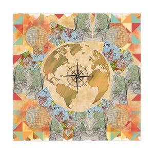 World Map Tablecloth Travel Table Cloth Global Table Cloth Adventure ...