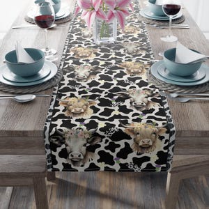 Highland Cow Table Runner Cow Print Table Topper Highlander Table Linen ...