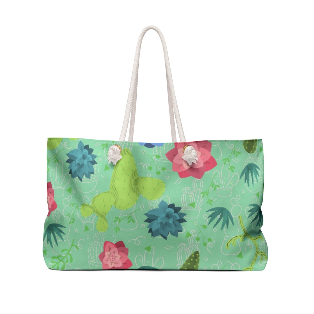 Cactus Weekender Bag Echeveria Beach Tote Bag Aloe Floral Luxury ...
