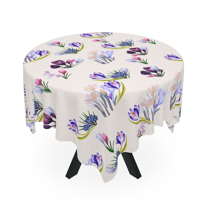 Crocus Floral Tablecloth Crocus Light Pink Spring Table Cloth Crocus ...