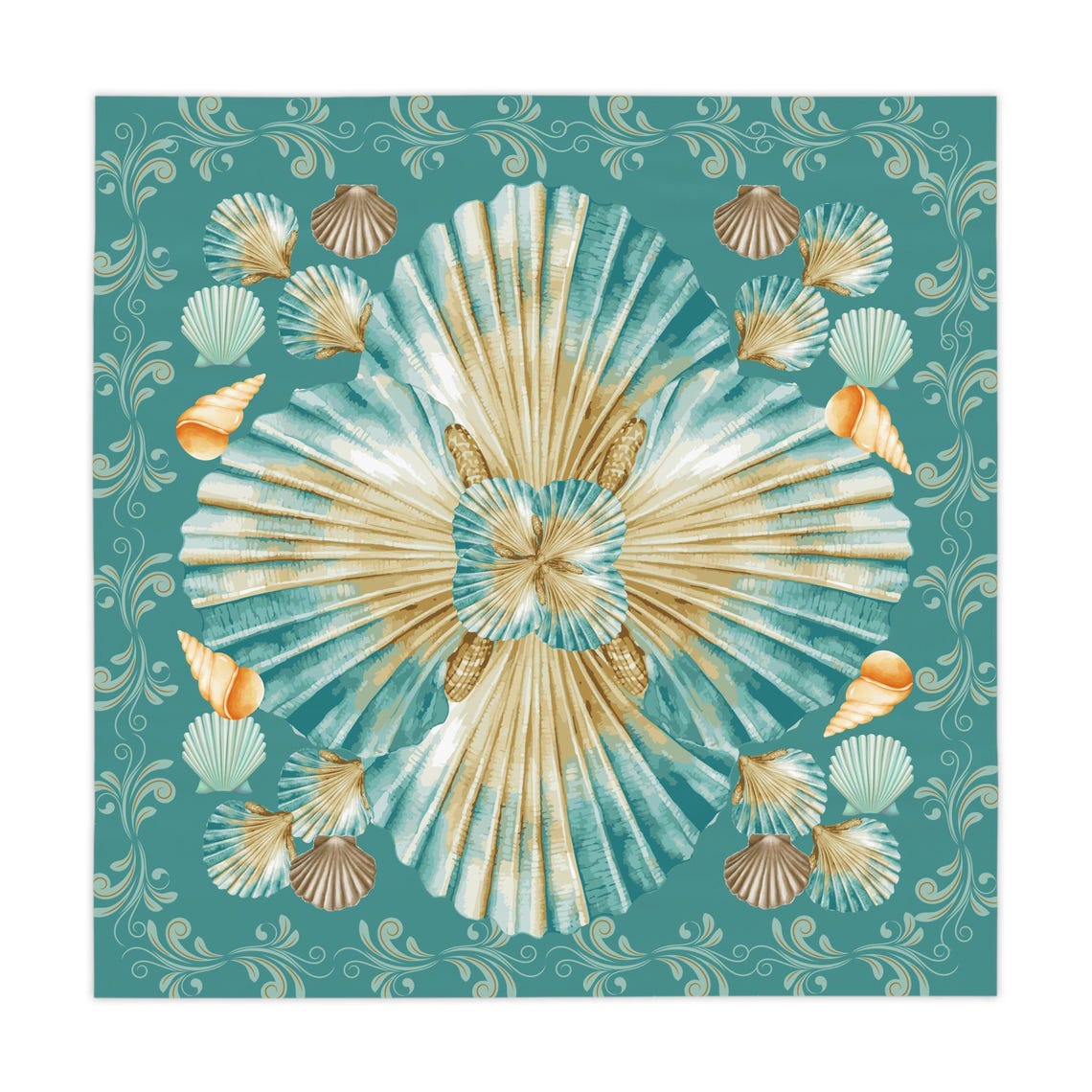 Seashell Tablecloth Coastal Shell Table Cloth Beach Theme Table Linen ...