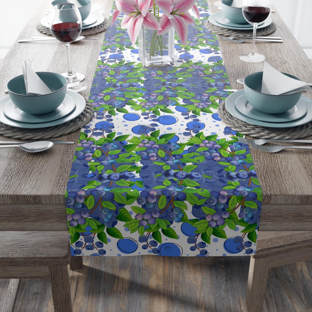 Blueberry Table Runner Blueberry Fruity Kitchen Dining Home Decor Fruit ...