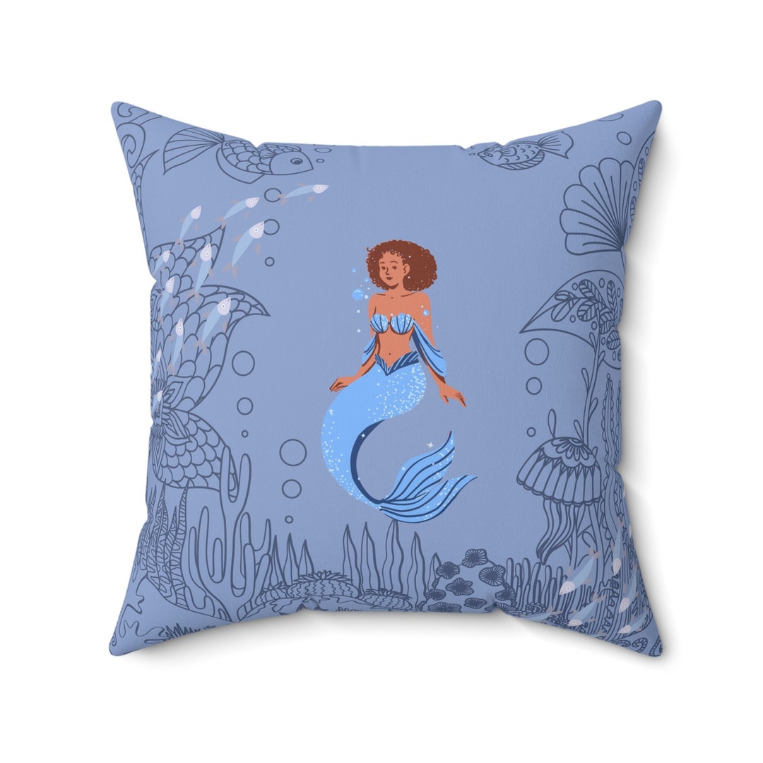 Mermaid Throw Pillow Mermaid Sofa Accent Pillow Mermaid Toss Pillow ...