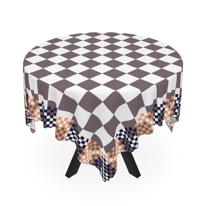 Purple and White Check Tablecloth Harlequin Tablecloth Black and Orange ...
