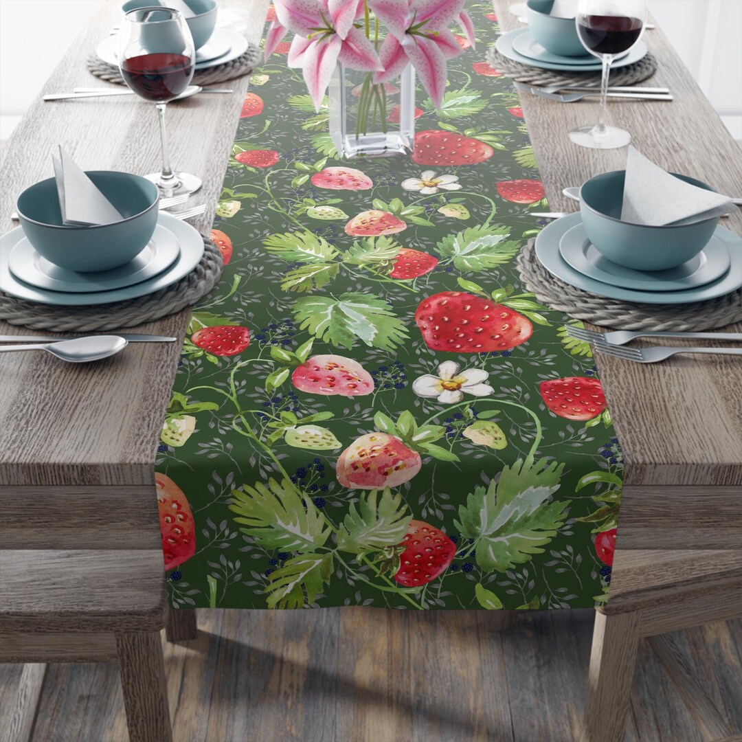 Strawberry Table Runner Blueberry Table Runner Strawberry Summer Fruit ...