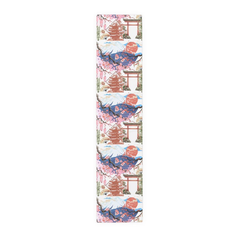 Japanese Pagoda Table Runner - Cotton Linen Floral Home Decor, Spring ...
