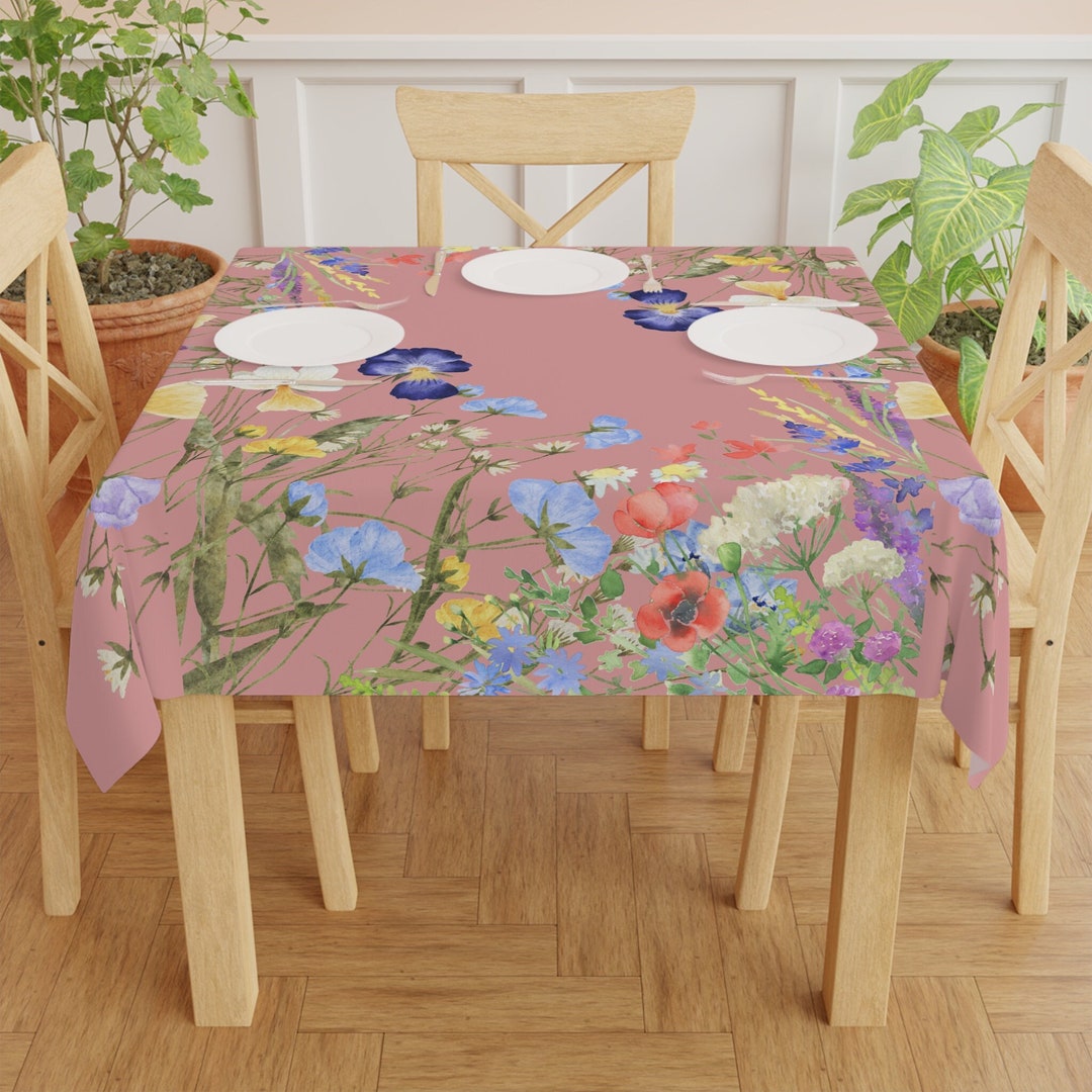 Wildflower Tablecloth Wild Flower Table Cloth Pink Floral Table Decor ...