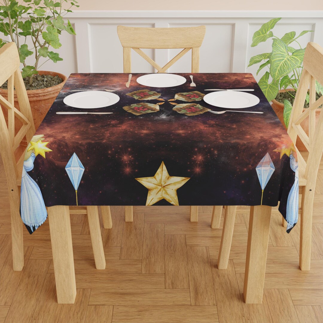 Angel Christmas Tablecloth Starry Angel Table Cloth Bronze Angel Wings ...