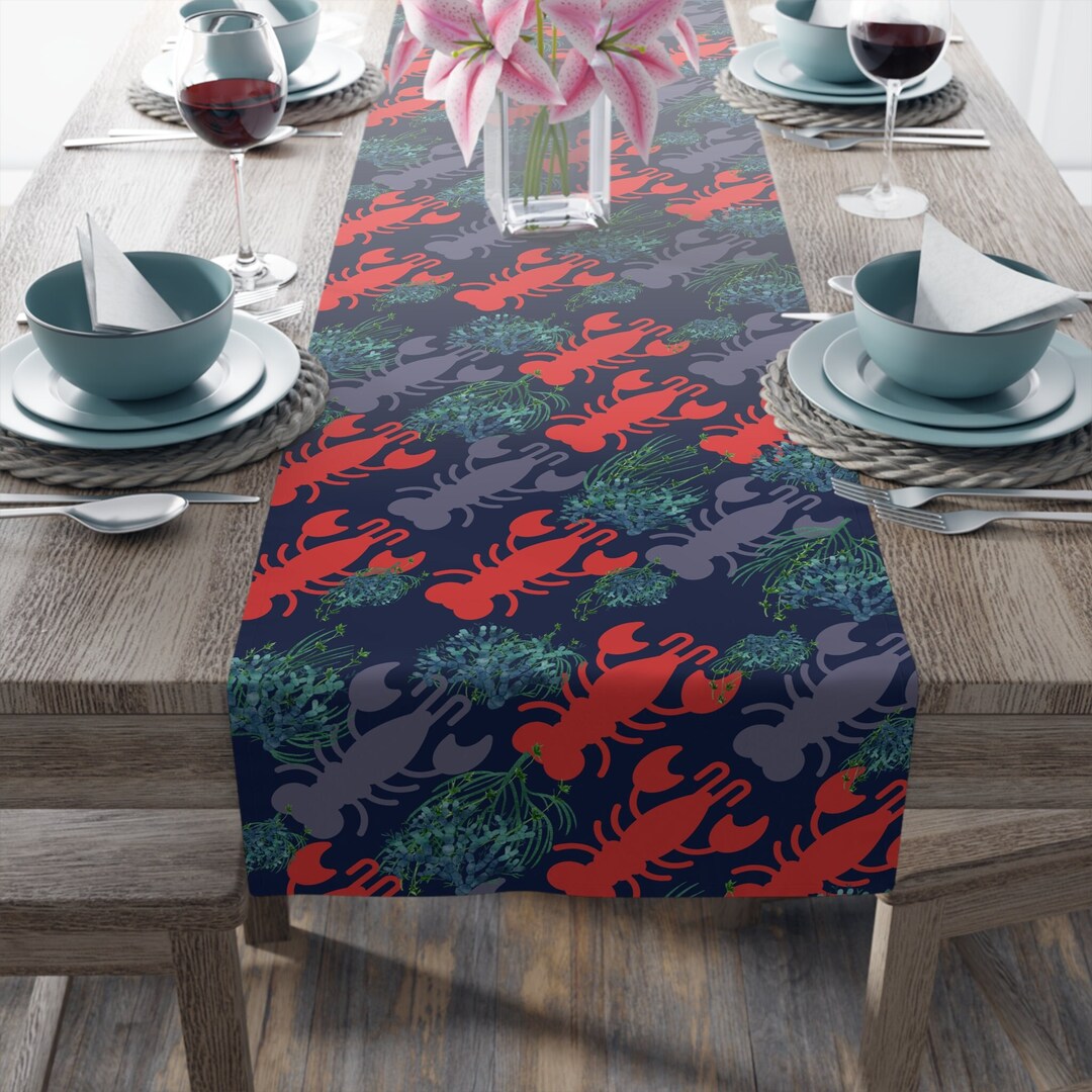 Lobster Table Runner Lobster Fish Table Topper Lobster Coastal Home ...