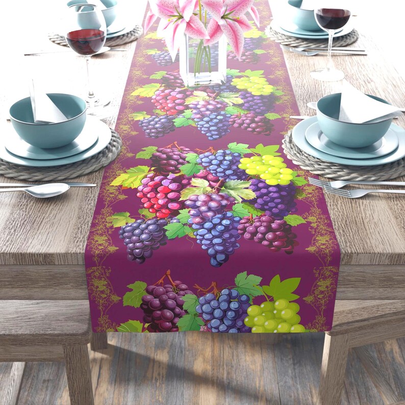 Grapevine Table Runner Vineyard Grape Table Topper Mediterrenean Indoor ...