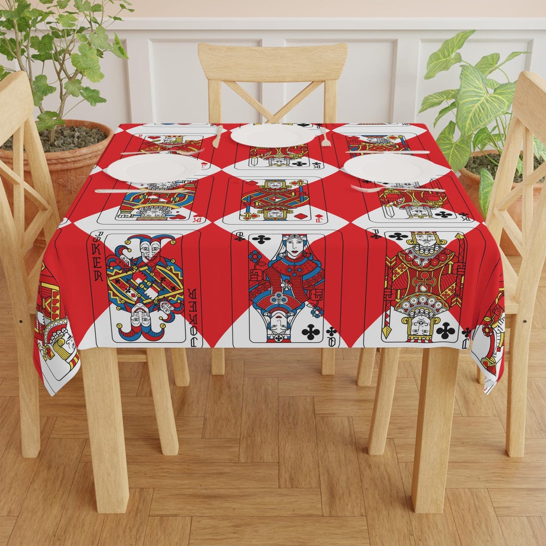 Poker Playing Cards Tablecloth Game Night Decor, Casino Theme Table ...