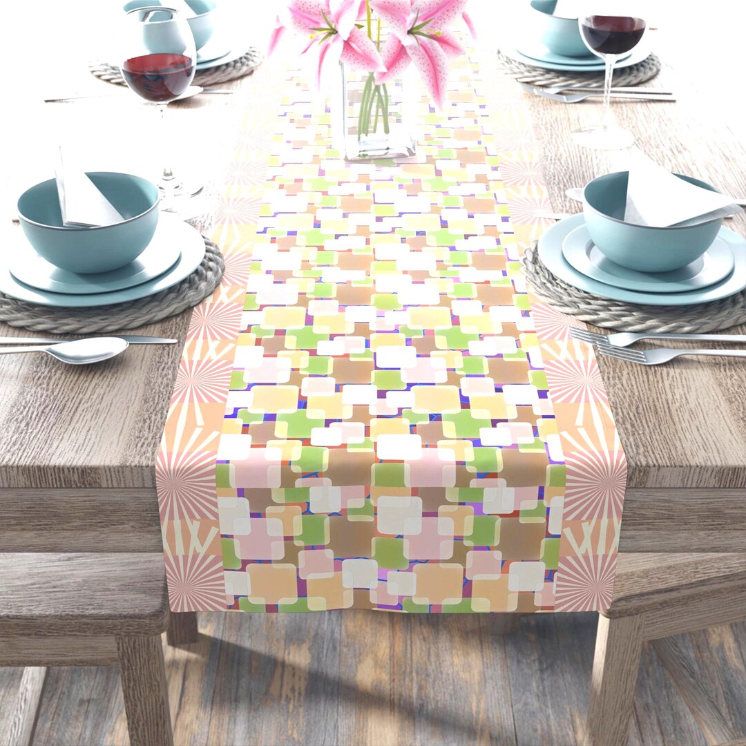 Mosaic Art Table Runner Mosaic Table Topper Art Work Print Table Decor ...