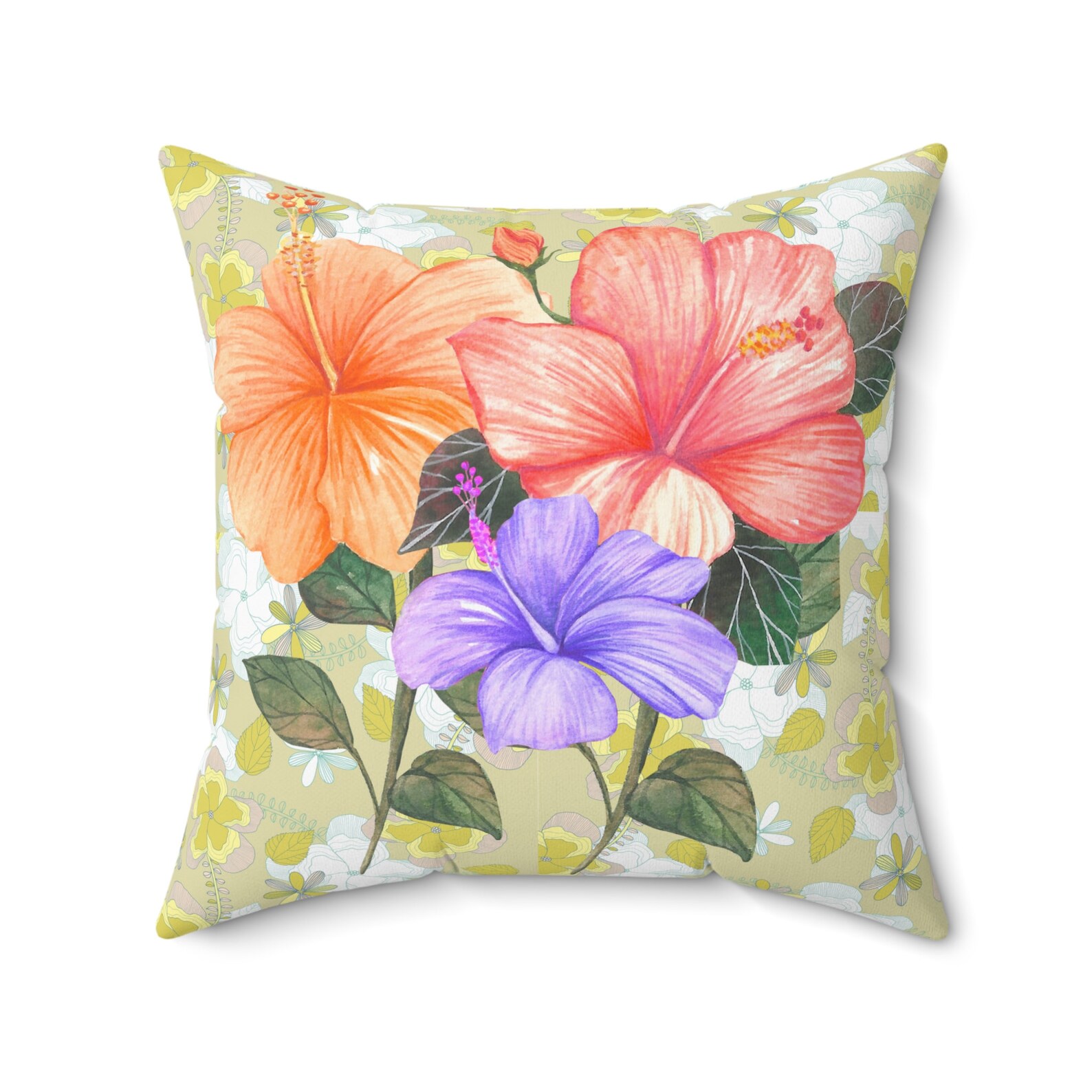 Hibiscus Flower Botanical Cushion Hibiscus Floral Throw Pillow Hibiscus ...