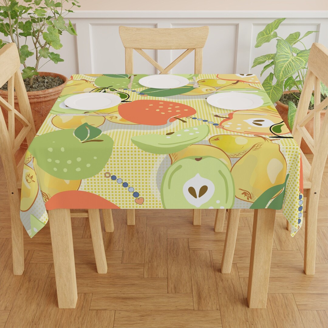 Apple Fruit Tablecloth Colourful Summer Fruit Check Table Cloth Apple ...