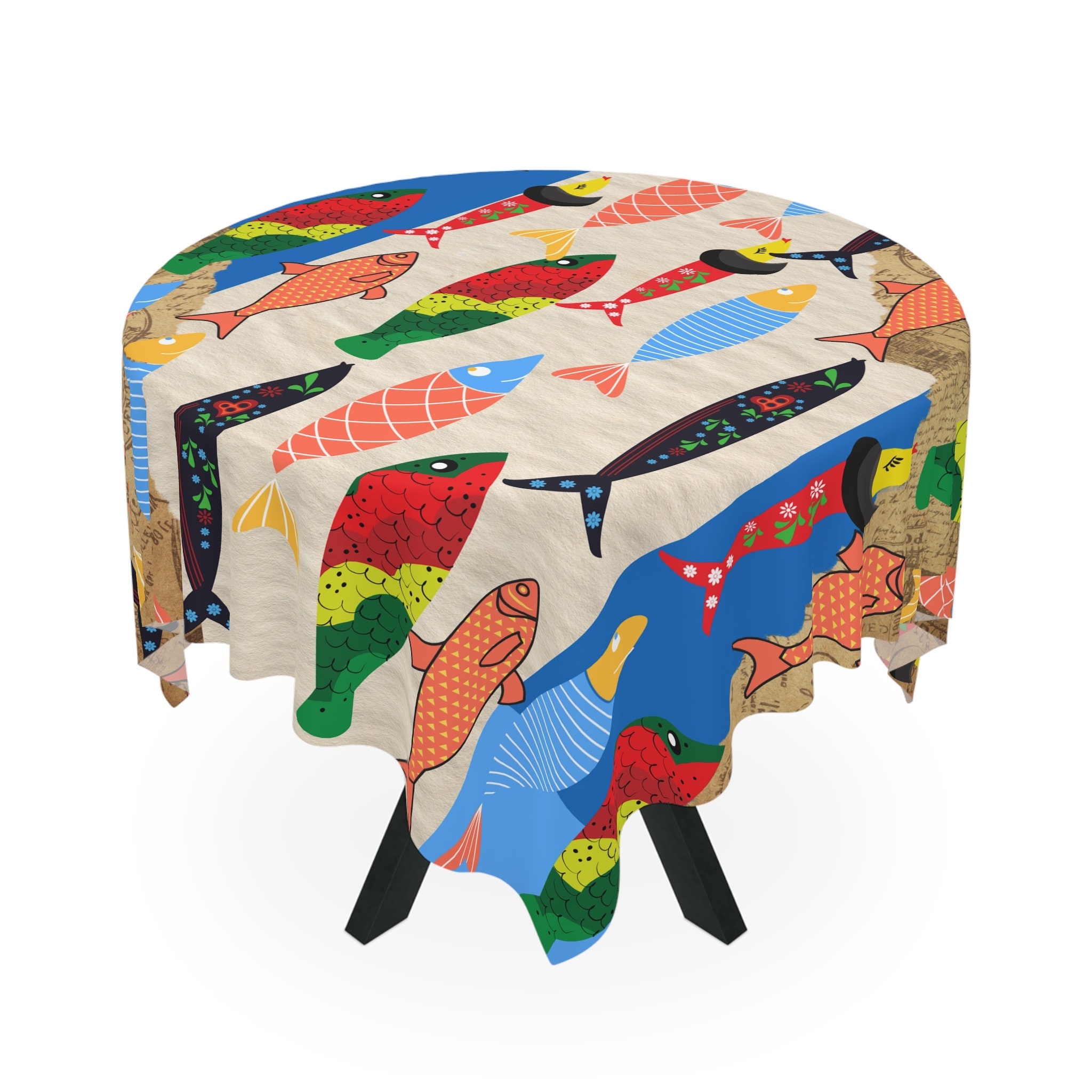 Portuguese Sardine Fish Tablecloth Mediterranean Styled Fish Table ...