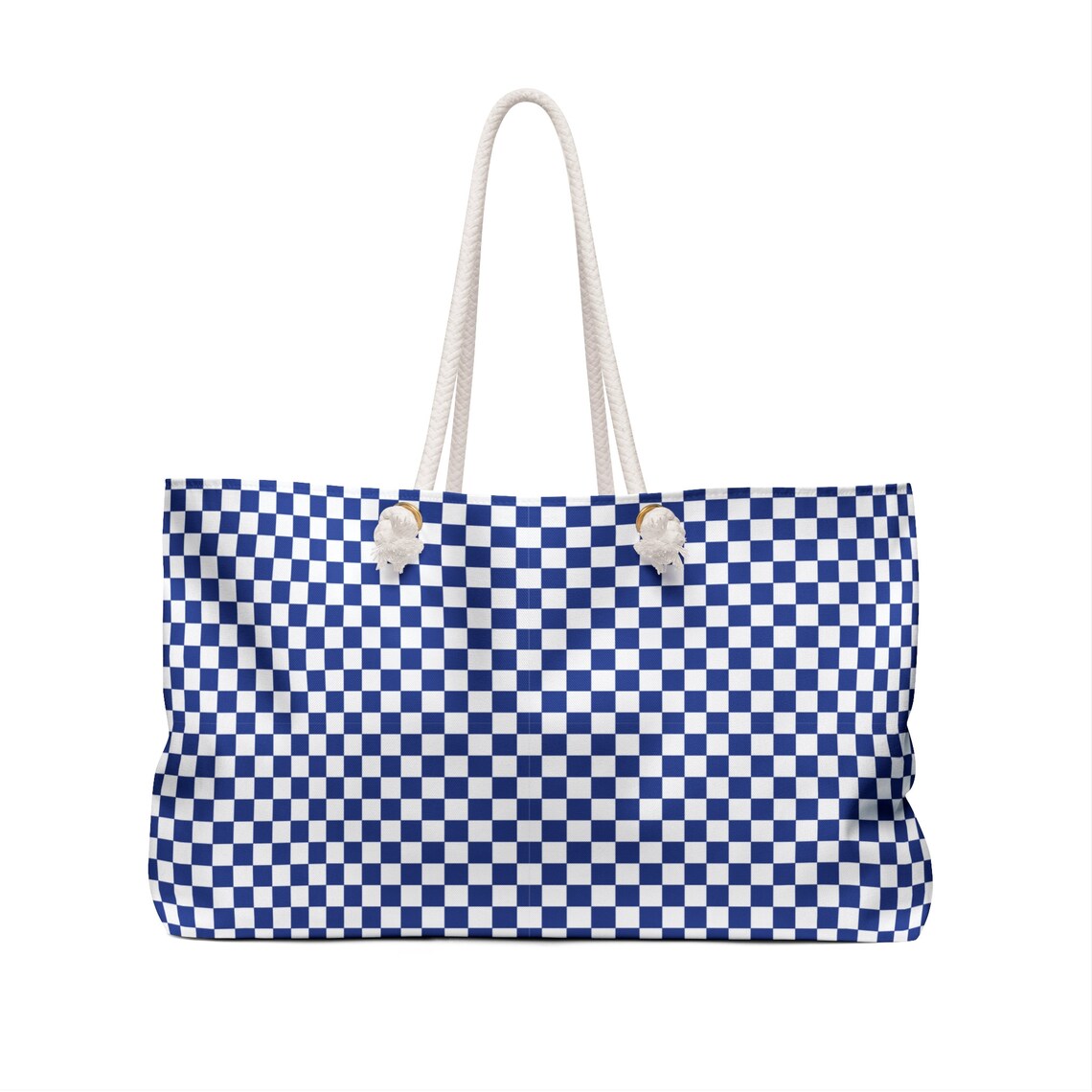 Blue and White Check Weekender Bag Blue Check Print Beach Travel Bag ...