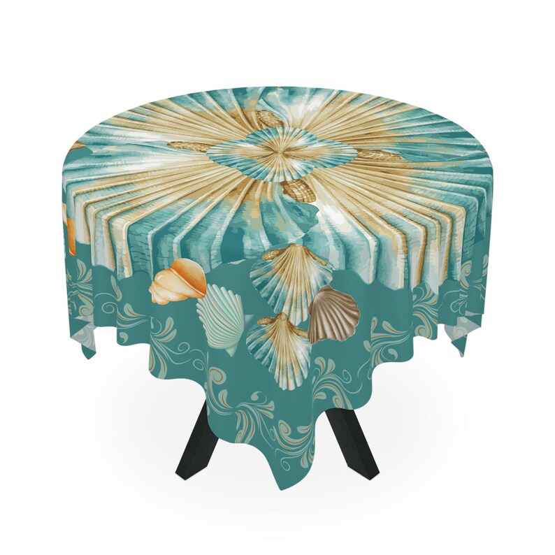 Seashell Tablecloth Coastal Shell Table Cloth Beach Theme Table Linen ...