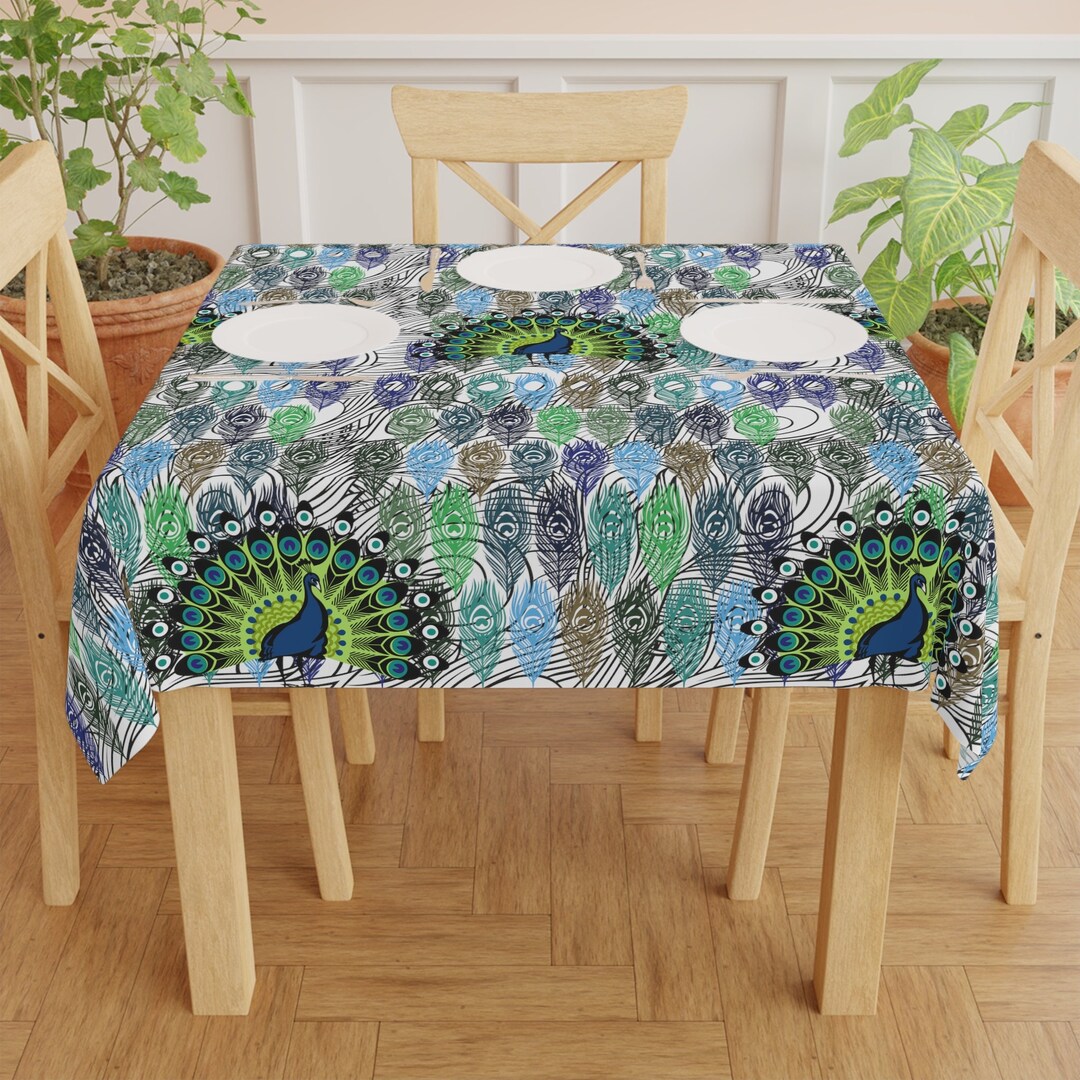 Peacock Tablecloth Peacock Feather Table Cloth Pea Hen Table Cover ...