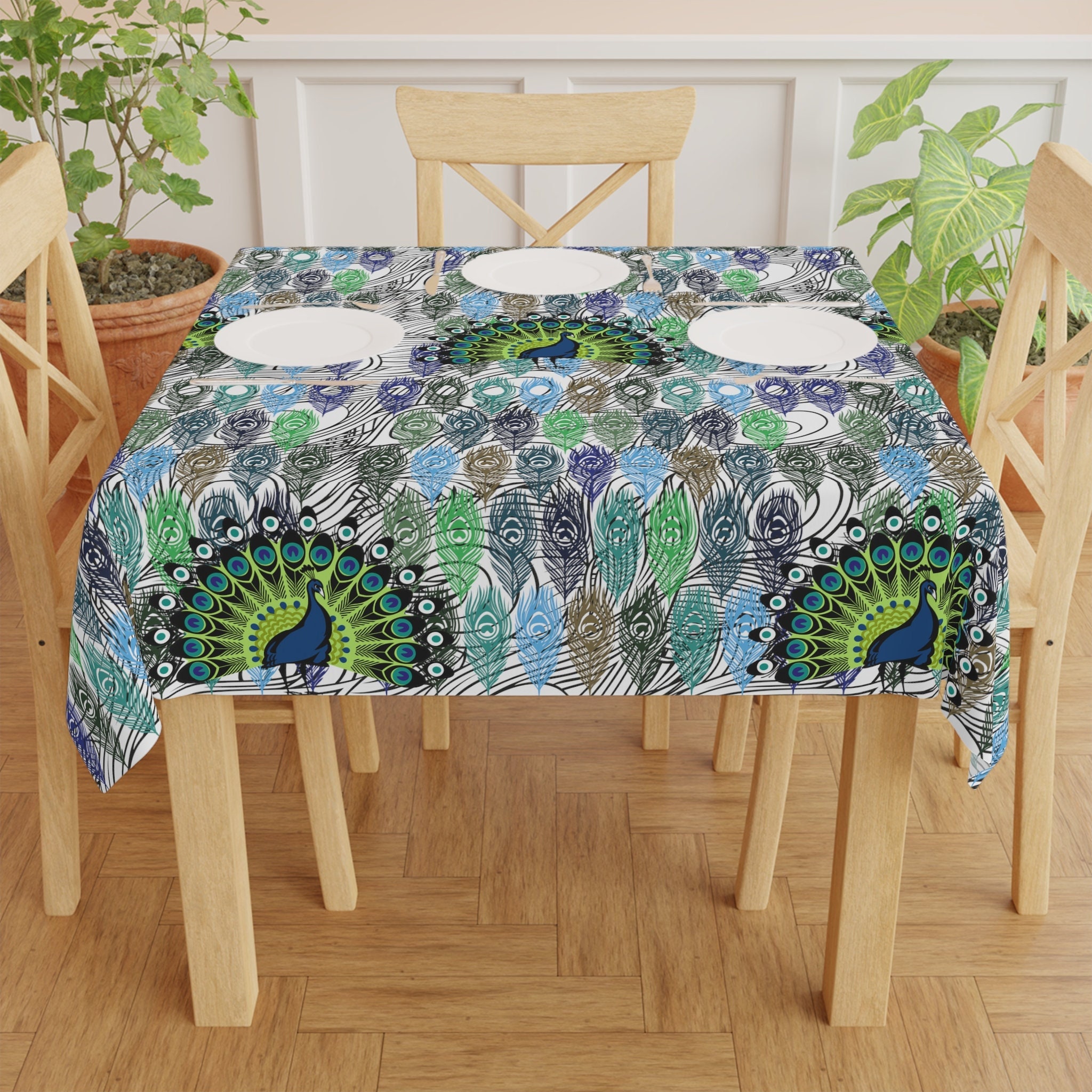 Peacock Tablecloth Peacock Feather Table Cloth Pea Hen Table Cover ...