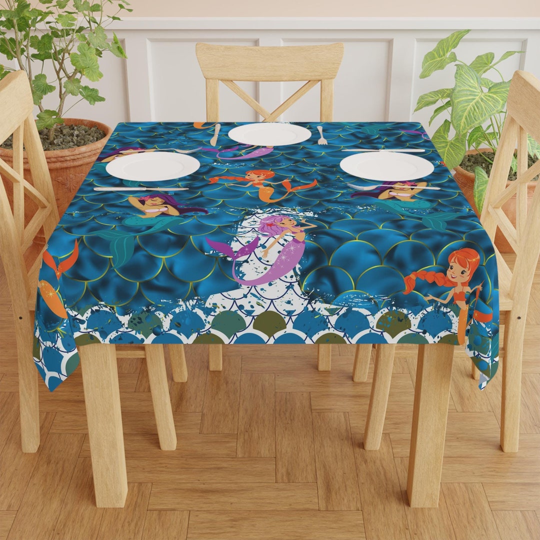 Mermaid Blue Tablecloth Mermaid Birthday Party Tablecloth Mermaid ...