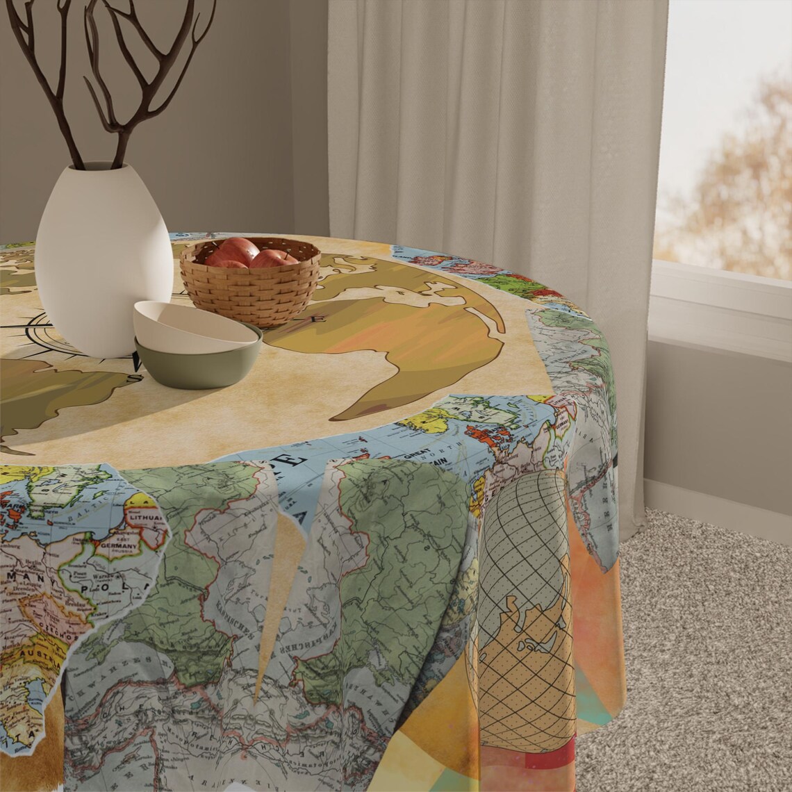 World Map Tablecloth Travel Table Cloth Global Table Cloth Adventure ...