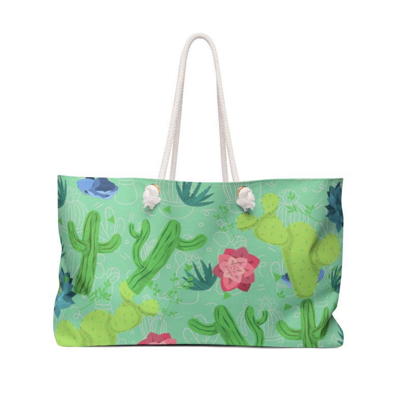 Cactus Weekender Bag Echeveria Beach Tote Bag Aloe Floral Luxury ...