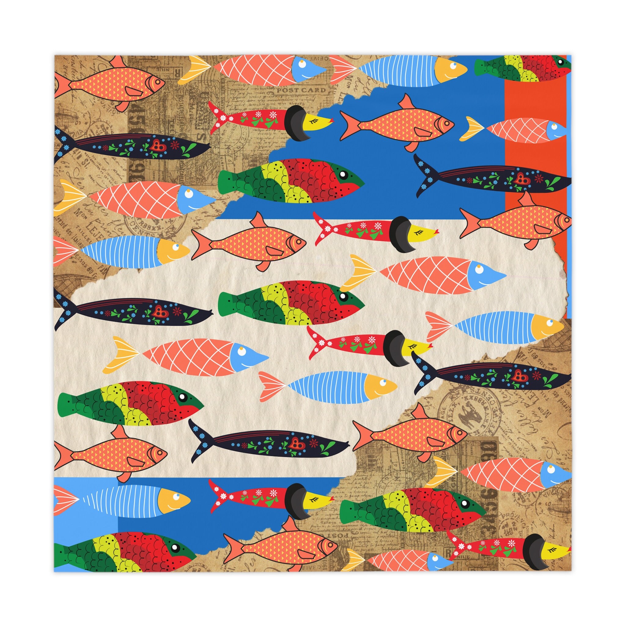 Portuguese Sardine Fish Tablecloth Mediterranean Styled Fish Table ...