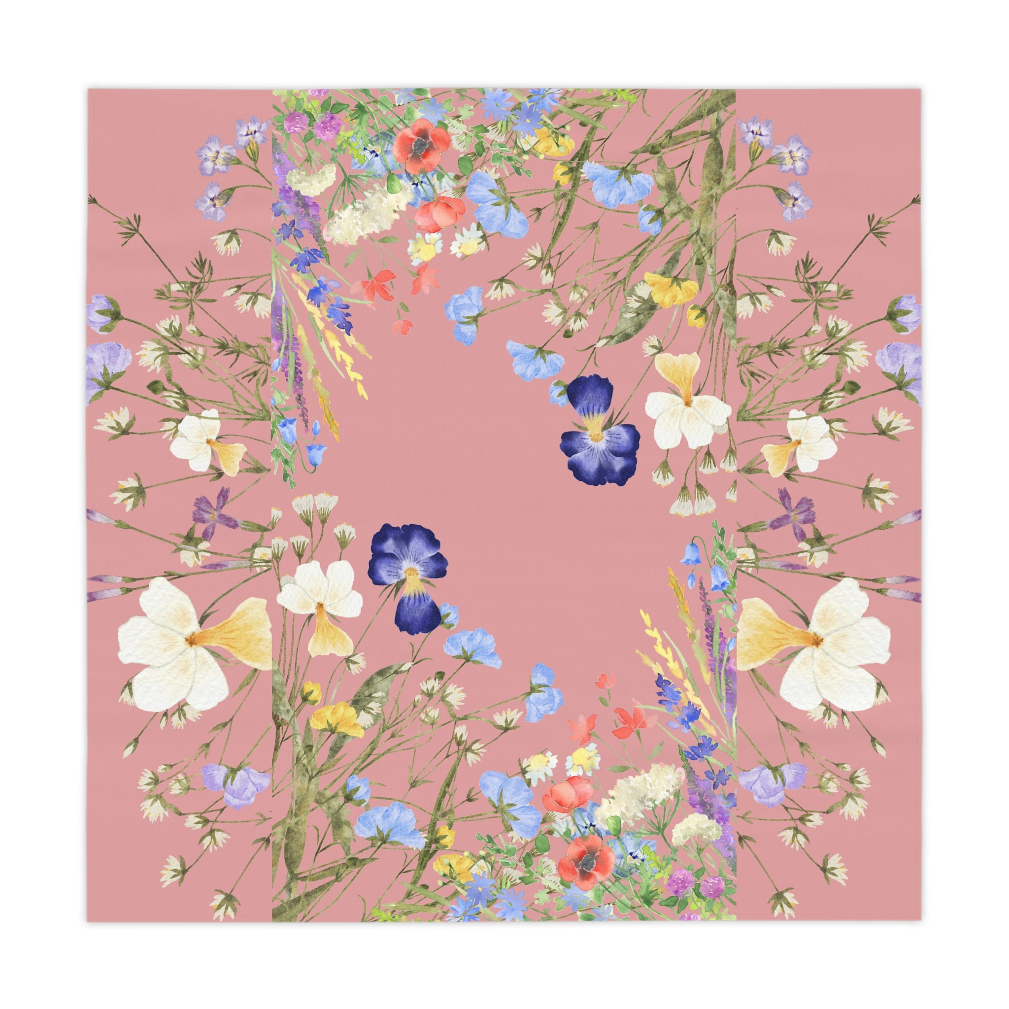 Wild Flower Meadow Floral Pink Table Cloth Wildflower Tablecloh ...