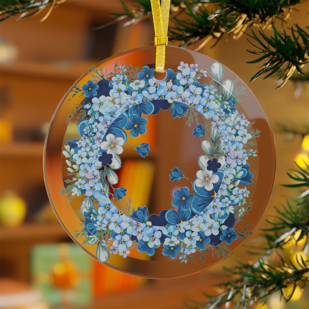 Forget Me Not Glass Ornament Forget Me Not Memorial Gift Forget Me Not ...