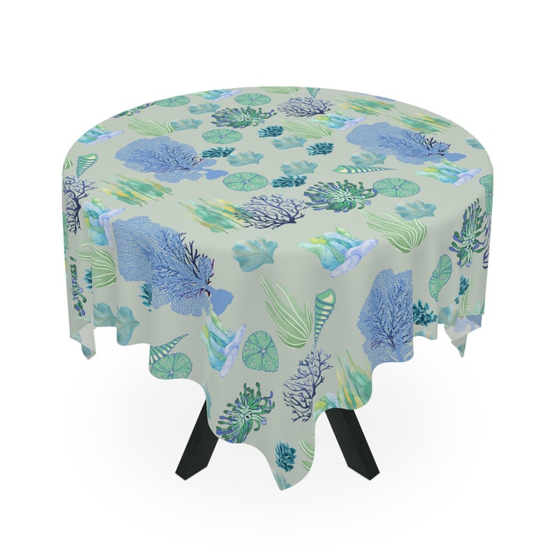 Coral Reef Blue Ocean Tablecloth Under the Sea Aqua Coral Tablecloth ...