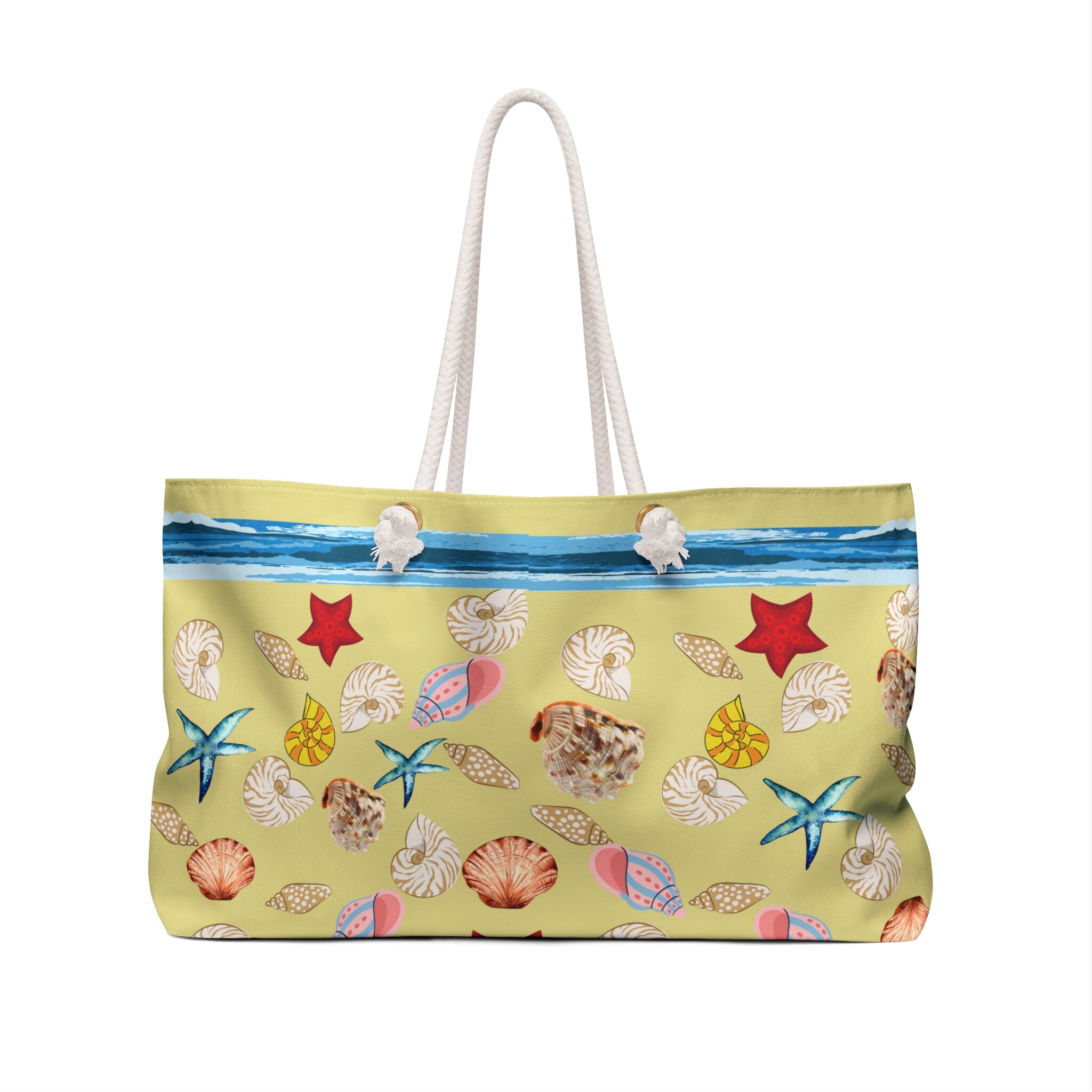 Sea Shells Printed Beach Tote Bag Seaside Luxury Large - Etsy