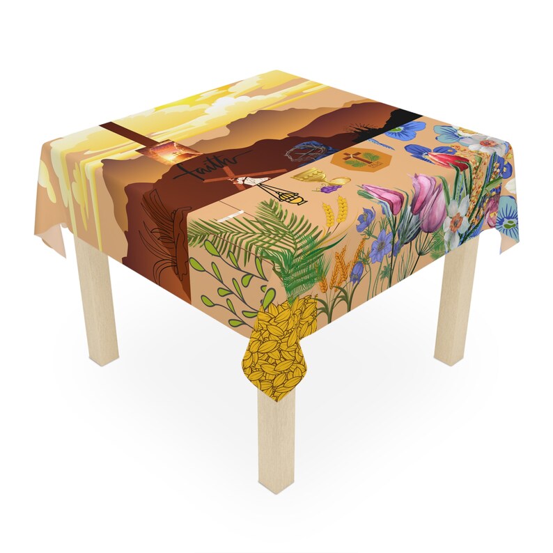 Easter Christain Tablecloth Biblical Theme Table Decor Christ ...