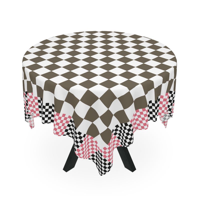 Gray and White Check Tablecloth Harlequin Tablecloth Pink and Black ...