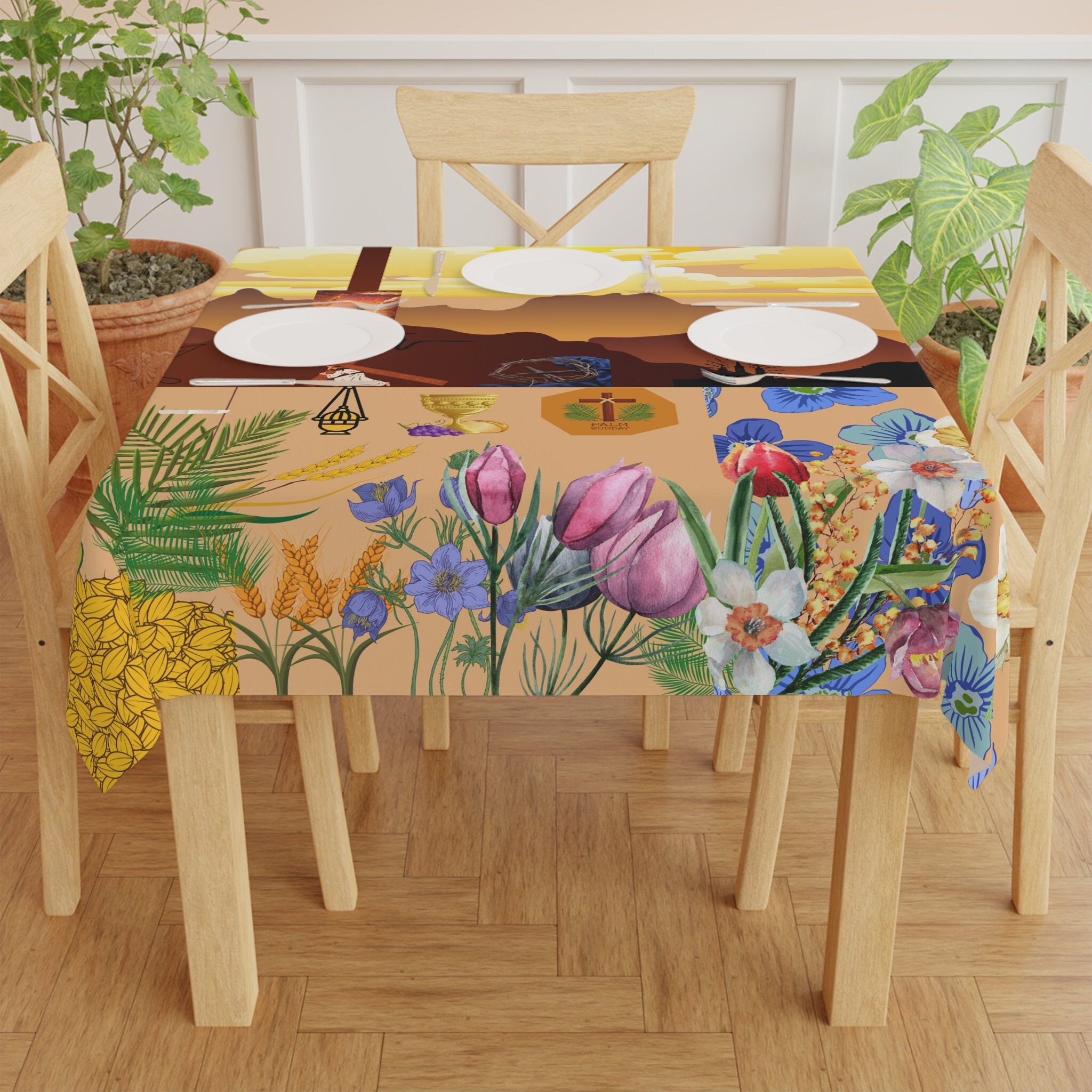 Easter Christain Tablecloth Biblical Theme Table Decor Christ ...