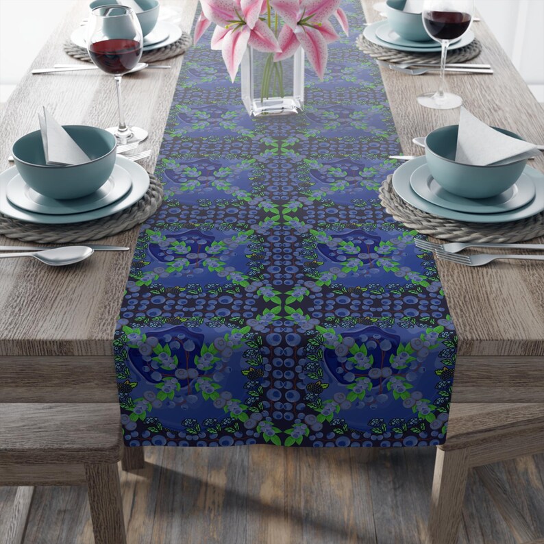 Blueberry Table Runner Blueberry Summer Fruit Table Runner Blueberry ...