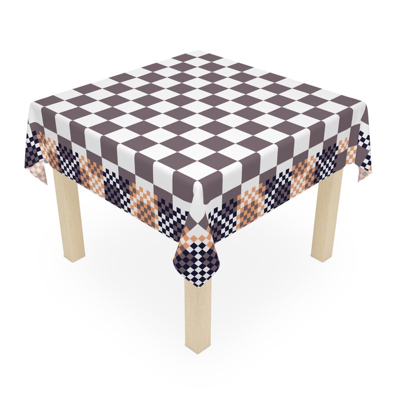 Purple and White Check Tablecloth Harlequin Tablecloth Black and Orange ...