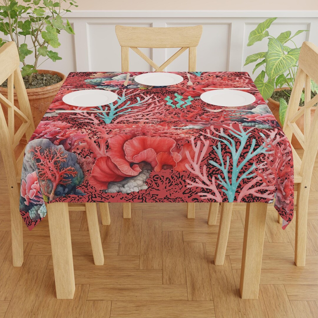 Coral Reef Tablecloth Under the Ocean Coral Table Cloth Coastal Theme ...