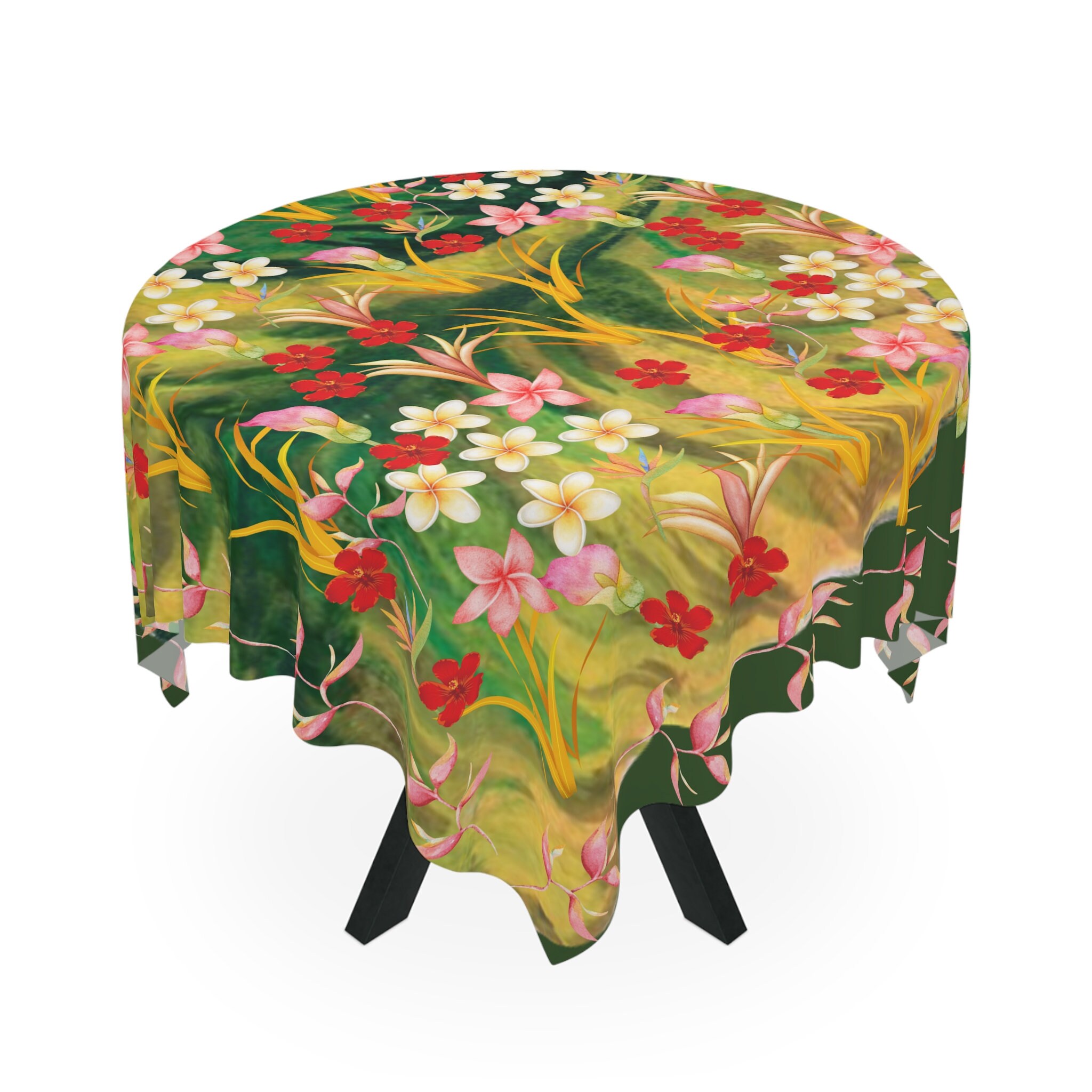 Tropical Tablecloth Plumeria Table Cloth Hibiscus Floral Table Decor ...
